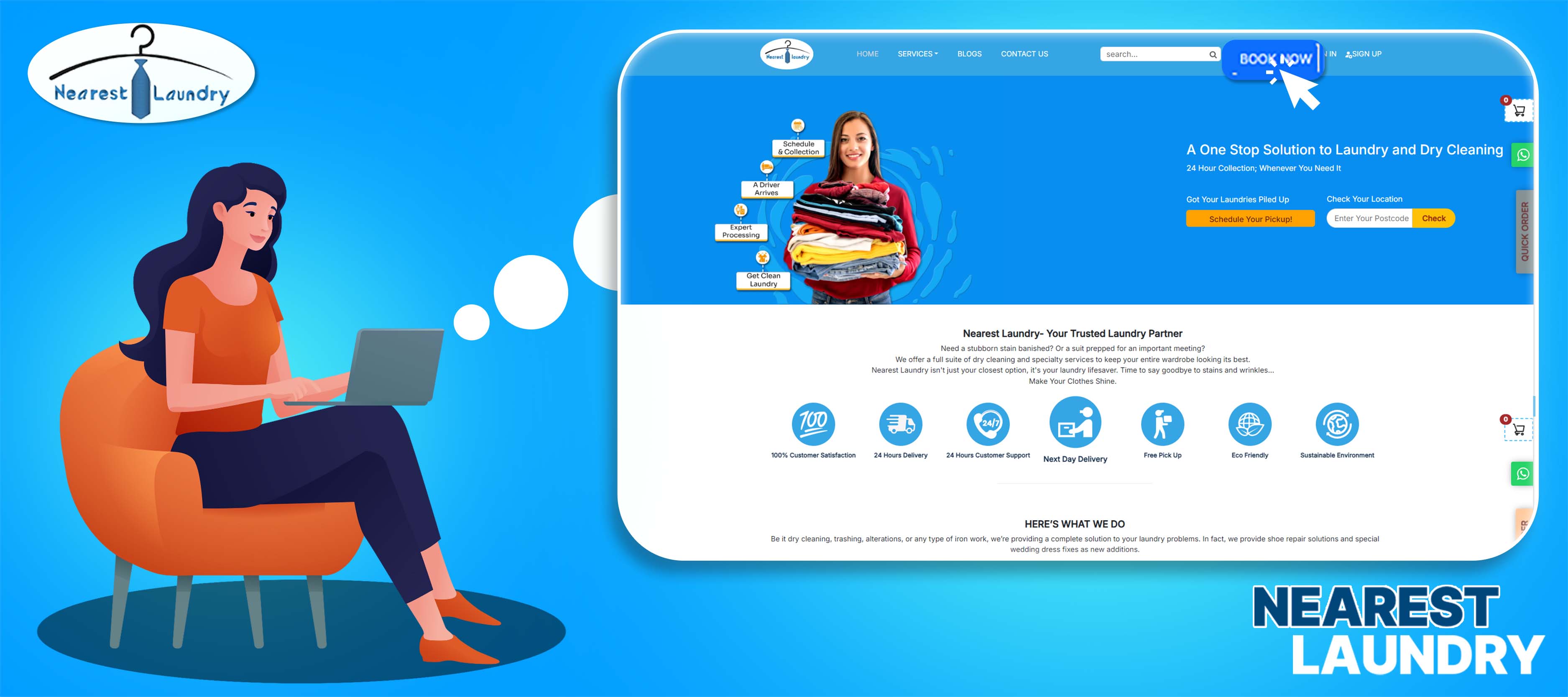 Here is how you Schedule Your Order on Nearest Laundry Website